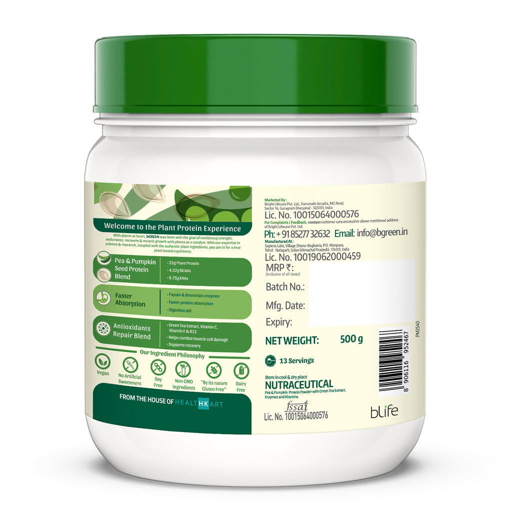 bGREEN 100% VEGAN Plant Protein (For men & women)